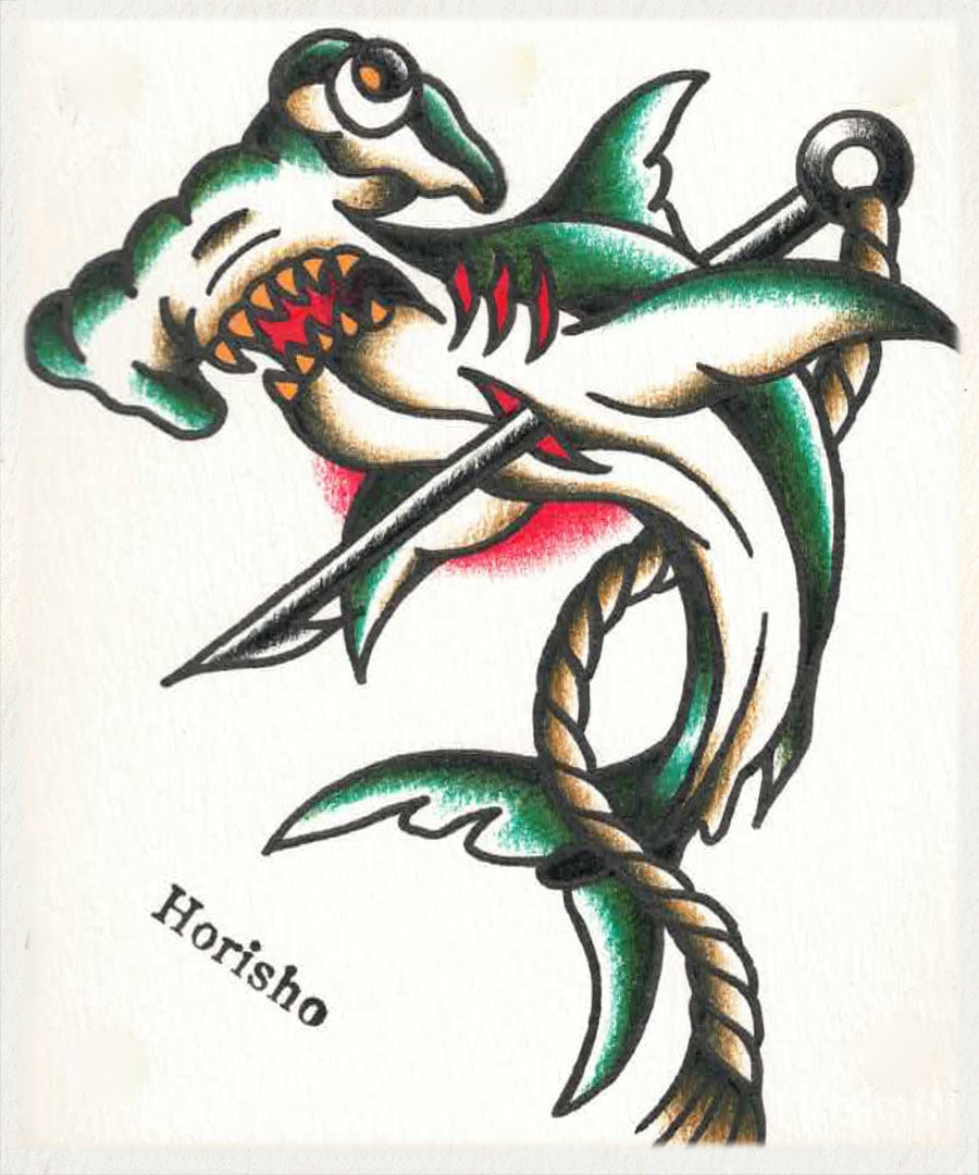 Hammerhead Shark American Traditional Flash - GOOD TIMES INK