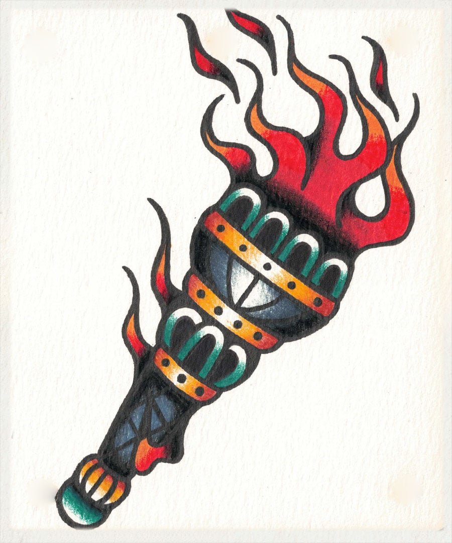 American Traditional Torch Flash - GOOD TIMES INK